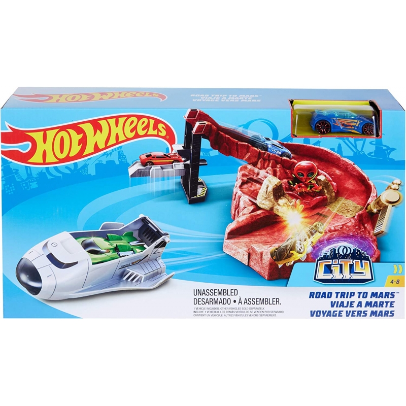 Mirax Hobbies - MATTEL GGF91 HOTWHEELS ROAD TRIP TO MARS PLAY SET INCLUDING 1 CAR & SPARKCE SHUTTLE