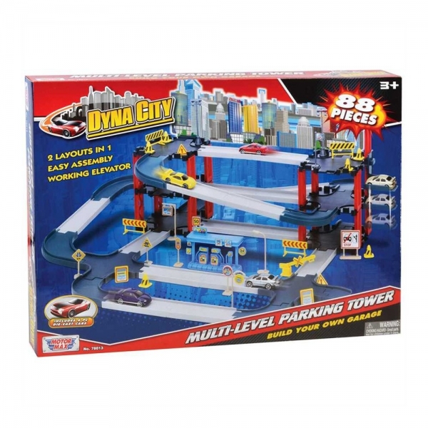 Mirax Hobbies - MOTORMAX 78013 88 PC MULTI LEVEL DYNA CITY PLAYSET W 4 PC 3