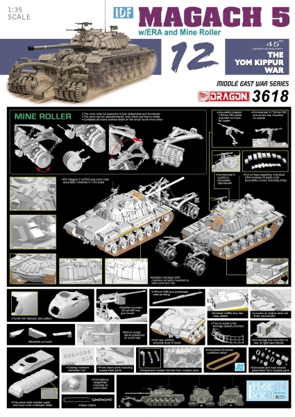 Mirax Hobbies - DRAGON 3618 1:35 IDF MAGACH 5 W ERA AND MINE ROLLER