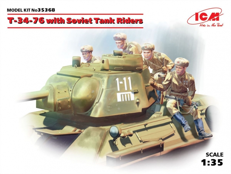 Mirax Hobbies - ICM 35368 T 34/76 W/ SOVIET TANK RIDERS 1:35