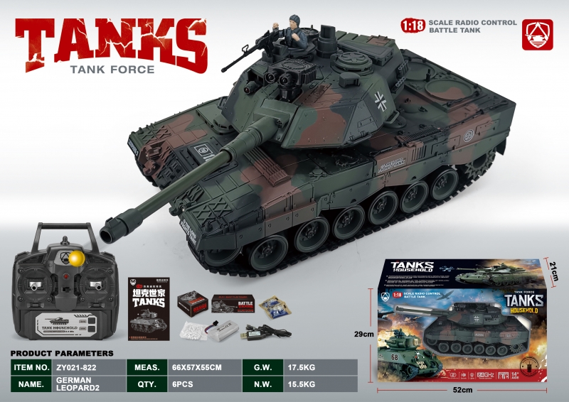 Mirax Hobbies - ZUOYITANK ZY021-822 1:18 R C TANK GERMAN LEOPARD2